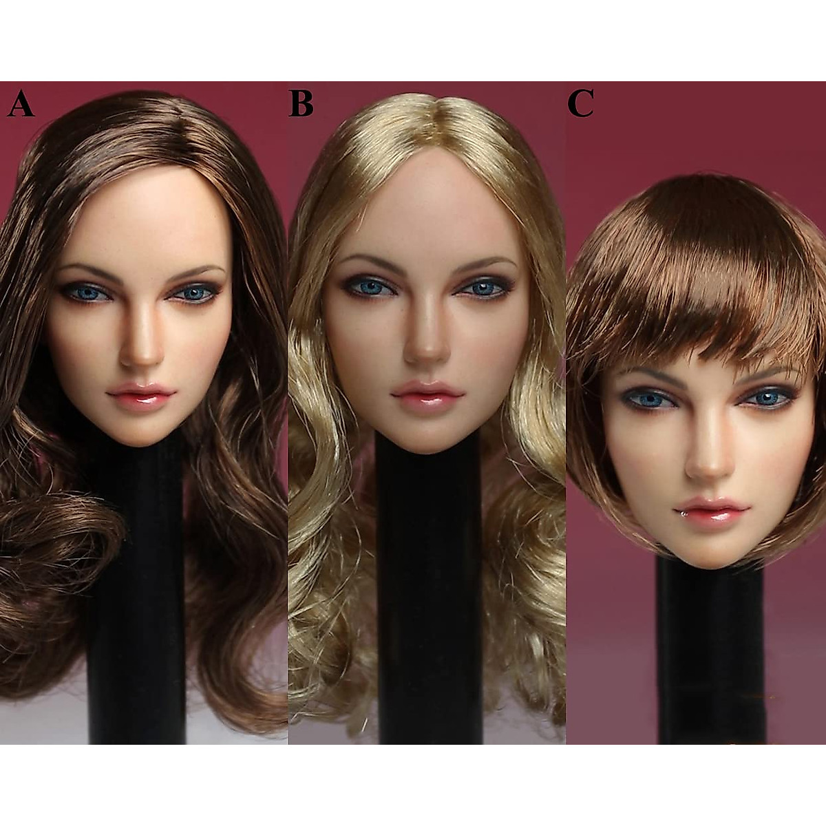 HiPlay 1/6 Scale Female Figure Head Sculpt, Beuty Charming Girl Doll Head for 12" Action Figure Phicen, TBLeague DH046 (B)