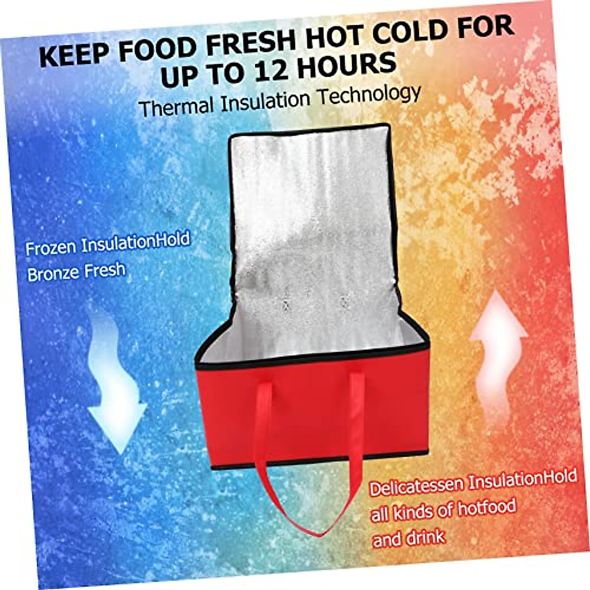 Garneck Insulation Bags Camping Insulated Bag Bento Bag Hot Case for Food Pizza Warmer Bags Camping Heater Cartoon Backpack Hand Bags Fresh Preservation Lunch Bag Non-woven Fabric Red