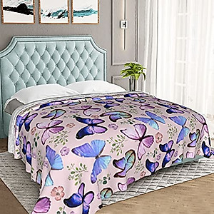 Butterfly Throw Blanket Soft Warm Flannel Fleece Bed Blanket Gift for Men Women Girls Boys Chair Couch 60"x50"