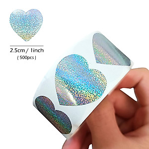 Glitter Pink Heart Stickers 1 inch Valentine's Day Love Decorative Labels Roll Gift Set 500 Sparkly Adhesive Decorations Accessories for Envelopes Crafts Wedding Anniversaries Personal Business Use