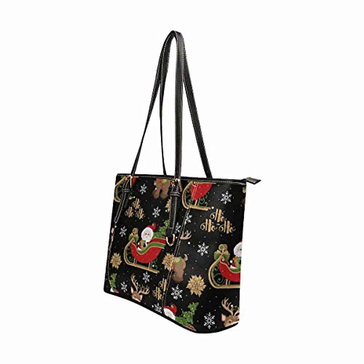 InterestPrint Tote Bag for Women School Work Travel and Shopping Pattern with Santa Claus