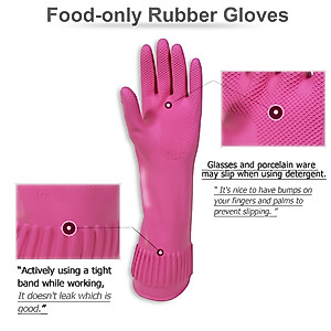 Kitchenware Mamison Quality Rubber Gloves Pink Size M, Waterproof Rubber Gloves 1 Pairs, Korean Home and Improvement Brand