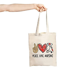 JXGZSO Nursing bag for nurses Nursing Work Tote Bag Peace Love Nursing Makeup Bag Graduation Gift For Nurse
