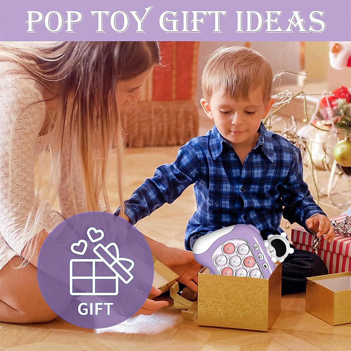 Upgraded Fast Push Game, Pop lt Game Light Up Fidget Toy Pocket Game for Kids Ages 3-12, Handheld Game Sensory Toy with 4 Modes Party Quick Push Fidget Toys, Birthday Gifts for Kids Boys Girls(Purple)