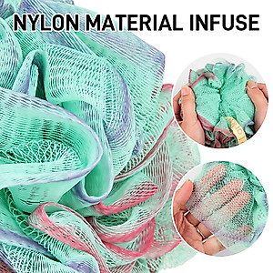Shower Loofah Bath Sponge 75g - 4 Pack Large Soft Nylon Mesh Puff for Body Wash, Loofah Shower Exfoliating Scrubber Pouf for Women and Men, Full Cleanse, Beauty Bathing Accessories