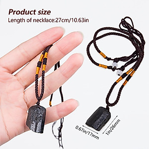 Comidox 2Pcs Natural Black Tourmaline Stone Pillar Pendant Necklace Tourmaline Amulet Natural Free Form Crystal Healing Pendant