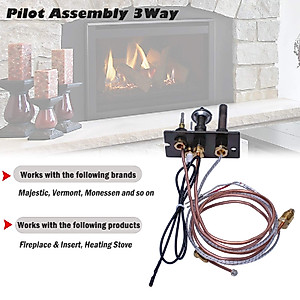 10002264 Propane Natural Gas (NG) SIT Pilot Assembly 3 Way Compatible with HHT, Majestic, Monessen, Temco, Vermont Castings Gas Stoves & Fireplaces