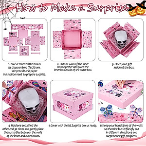 Welpurch Butterfly Explosion Gift Box, Pink Ghost Boo Ghost Guest Unique Exploding Box, Surprise Flying Butterfly Box, Exploding Gift Box for Birthdays, Wedding, Anniversaries, Christmas (Pink)