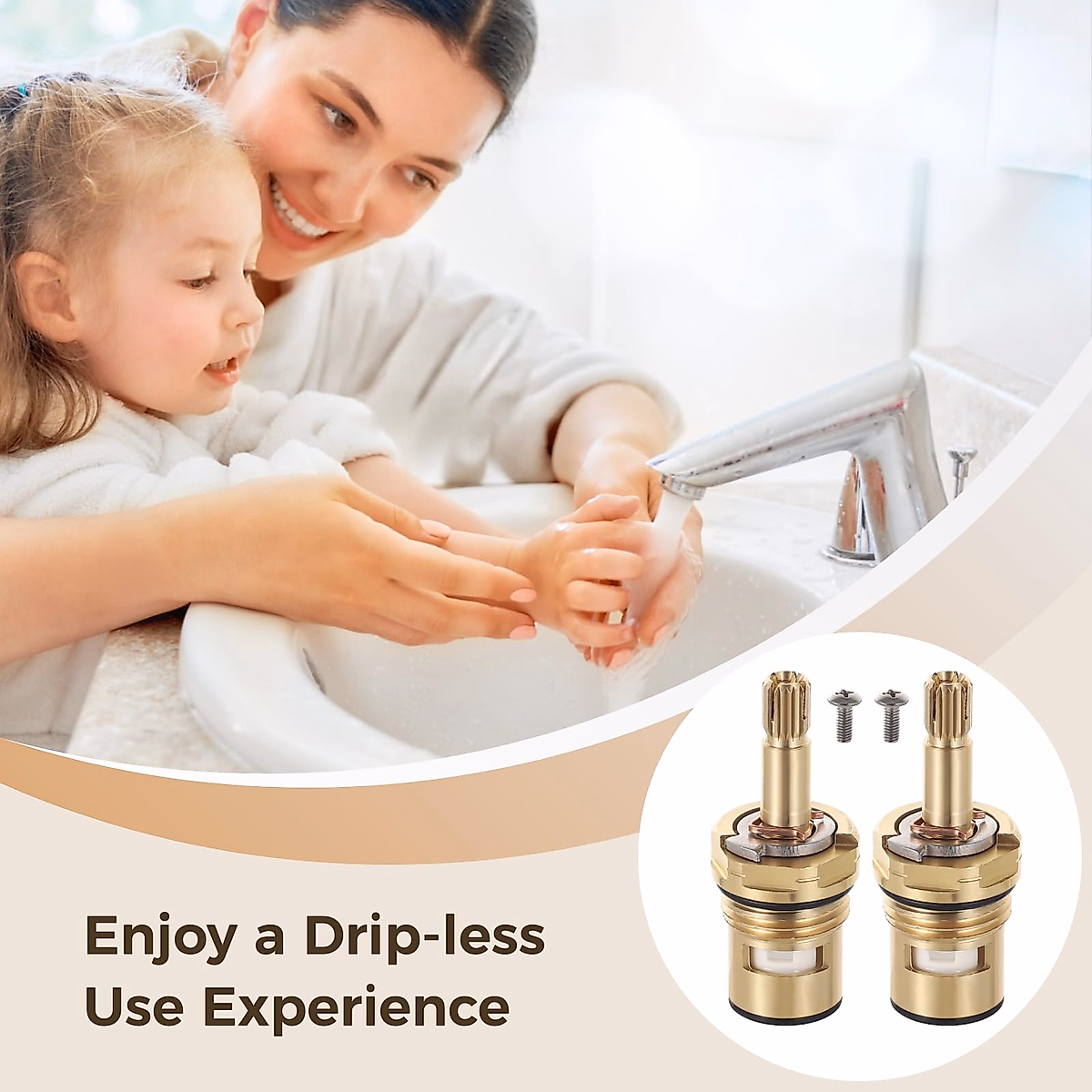 2 Pcs Replacement Faucet Cartridges, Compatible with American Standard 994053-0070a or 994053-0070a/H, Hot & Cold Water Brass Bathtub Faucet Stems, Bathroom Valve Cartridges