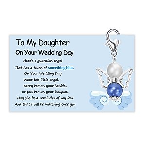 MKISHINE To My Daughter Card On Your Wedding Day Wedding Memorial, Memorial Gift,To my daughter on your wedding day, angel mom to bride gift, mom to bride gift, BLUE