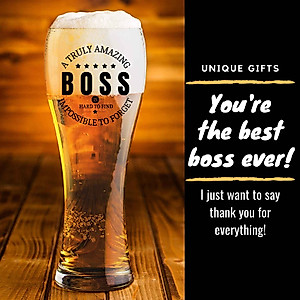 Onebttl Boss Gifts for Men, Beer Glass for Boss, 15 oz Pint Glass, Beer Mug, Perfect Boss Idea for Men/Male in Boss Day, Birthday, Christmas, Appreciation, Office - Amazing