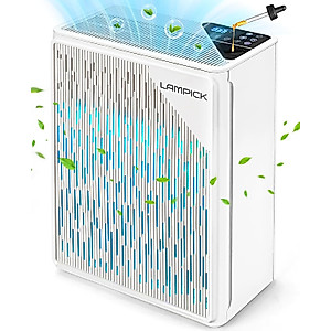 Air Purifiers for Home Up to 1736 sqft, LAMPICK Air Purifier for Home Pets with Night Light, Sleep Mode, Fragrance Sponge, PM2.5 Detector, True H13 HEPA Filter Carbon Filters Air Cleaners for Bedroom