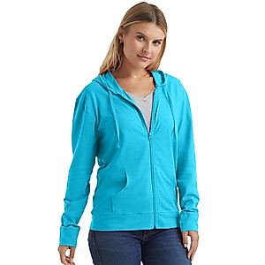 Hanes Womens Slub Knit Full-zip Hoodie, Textured Cotton Zip-up T-shirt For Fashion-hoodies, Process Blue, X-Large US