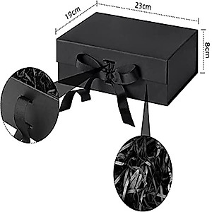 Zonon Luxury Gift Box with Lids Changeable Ribbon, Paper Bags, a Greeting Card and Tissue Paper Luxury Packaging Box Set for Weddings, Graduations, Birthdays, Anniversaries (Black, 9 x 7 x 3 Inch)