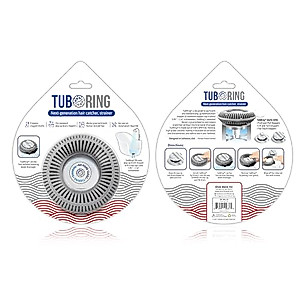 TUBRING The Ultimate Tub Drain Protector Hair Catcher/Strainer/Snare - Gray