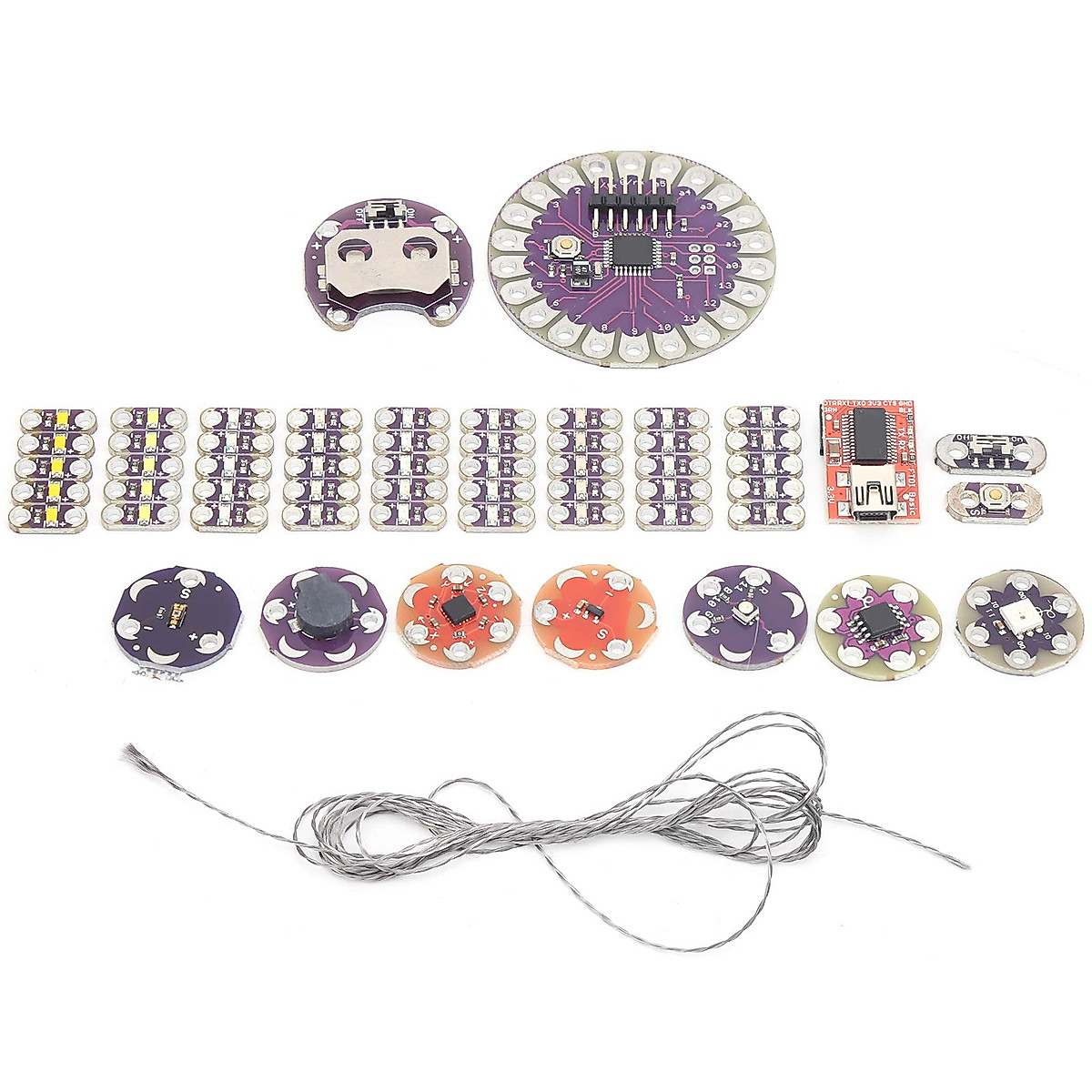Breadboards Starter Kit 2.7V-5.5V Electronics Component Starter Kit Breadboard Jumper Wires Kit Conductive Thread Set Electronic Fun Kit Development Board