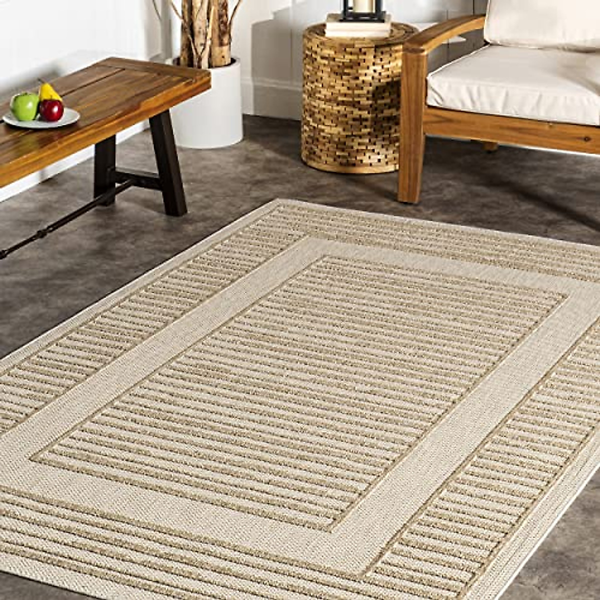 nuLOOM Rickie Solid Striped Indoor/Outdoor Area Rug, 8' x 10', Beige