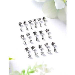 Xnsjeyy 20G Threadless Lip Rings Surgical Steel Flat Back Stud Earrings Labret Jewelry Nose Medusa Monroe Snake Bite Lip Ring Tragus Helix Cartilage Earrings Piercing Jewelry for Women Men Silver 7MM