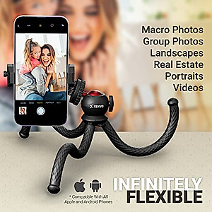 Xenvo SquidGrip Flexible Cell Phone Tripod and Portable Action Camera Holder - Compatible with iPhone, GoPro, Android, Samsung, Google Pixel and All Mobile Phones