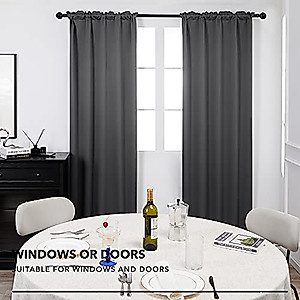 Deconovo Blackout Curtains Panels for Bedroom, Energy Saving Rod Pocket Living Room Curtains, Grey Black Out Curtains 63 Inch Long 2 Panels Burg - 42W x 63L Inch, Dark Grey,