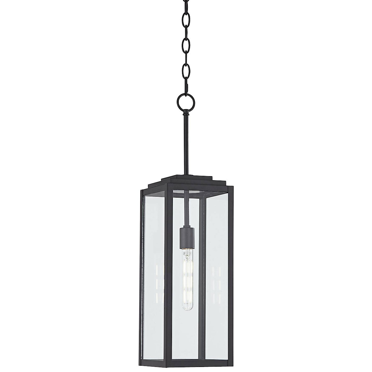 John Timberland Titan Modern Outdoor Hanging Ceiling Light Fixture Mystic Black 27 1/4" Clear Glass Panel for Exterior Barn Deck House Porch Yard Patio Outside Garage Front Door Garden Home Roof