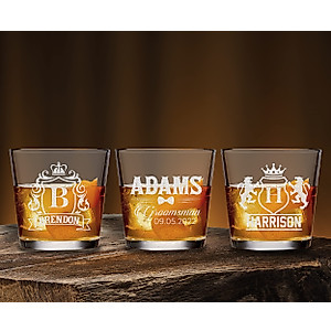 TEEAMORE Personalized Rocks Old Fashioned Cocktail Glass Add Your Name Last Name Etched Whiskey Glasses Gift Housewarming 9oz