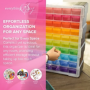 Everything Mary 60-Drawer Organizer - Heavy-Duty Plastic Storage Cabinet, Ideal for Garage, Crafts, Office, and Workshop - Durable Polypropylene, Easy Access Finger-Grip Handles, Multi-Purpose Storage