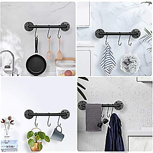 Jeasor Industrial Pipe Towel Rack Towel Bar, Heavy Duty Wall Mounted Rustic Farmhouse Bath Towel Holder for Bathroom (Black, 12 inch)