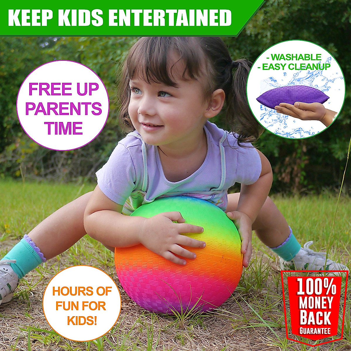 ToysOpoly Playground Balls 8.5 Inch, Kickball Dodgeball for Kids and Adults - Bouncing Dodge Ball, Handball, Square Game for Outdoor & Indoor + Free Pump & Mesh Bag