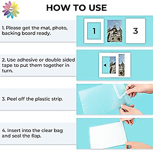 Mat Board Center, Pack of 50, 11x14 for 8x10 - White Mats, Clear Bags, Backing Boards - Acid Free, 4-ply Thickness, White Core - for Pictures, Photos, Framing