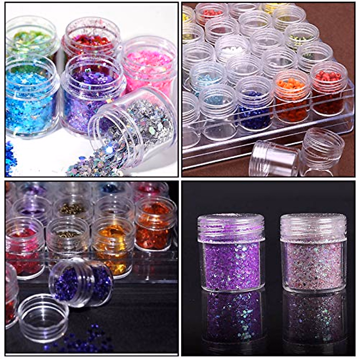 ZOENHOU 4 Pack 30 Grids Diamond Painting Storage Containers, Embroidery Diamond Storage Box Beads Organizer Case with Lid Clear Nail Art Accessories with 2 PCS Label Stickers for Jewelry DIY