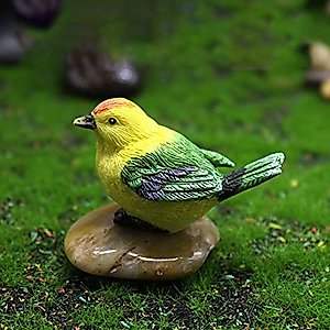 Miniature Figurines 1PC Fairy Garden Miniatures Mini Bird Garden Decorations Accessories Resin Crafts DIY Plant Bonsai Figurines(M-Green Bird)
