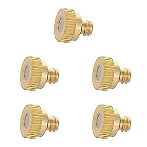 MroMax 5Pcs Brass Misting Nozzle - 3/16 Thread 0.2mm Orifice Dia Replacement Heads Atomizing Mister Sprayer Nozzle for Outdoor Cooling System Greenhouse Landscaping Dust Control