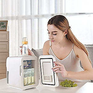 LZTET Mini Fridge for Bedroom - Car, Office Desk College Dorm Room - 12V Small Refrigerator for Food, Drinks, Skincare, Beauty Breast Milk (White)
