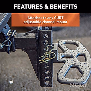 CURT 45909 Folding Hitch Step for Adjustable Channel Mount 17.1 x 8.5 x 2.7 inches