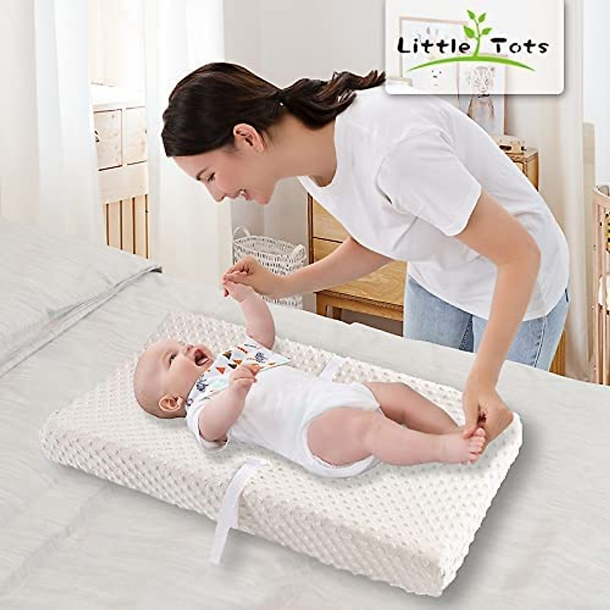 5 Pack Burp Cloths + Minky Changing Pad Cover for Baby Girl Boy, Plush Changing Table Covers Breathable Mink Changing Table Sheets Cover Wipeable