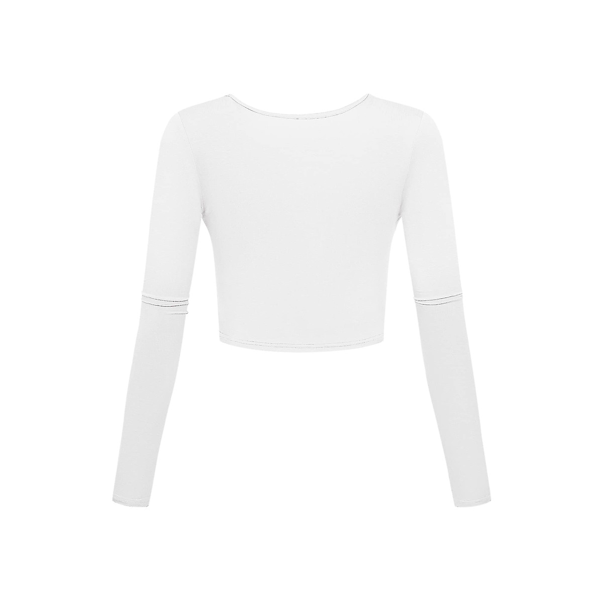 White Crop Top Deep V Neck T Shirts for Women Plue Size Tight Long Sleeve Shirts Clover Cheerleader Costume X-Large
