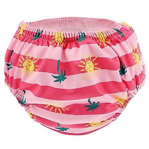 Acorn Baby Toddler Swim Diaper Size 5 and 6 Adjustable - Pink Palm Trees Swimmers Reusable Toddler Swimming Diaper