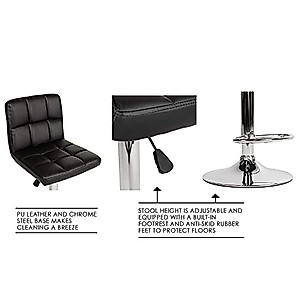 BestOffice Bar Stool Barstools Bar Chairs Counter Height Adjustable Swivel Stool with Back PU Leather Kitchen Counter Stools Set of 2 Dining Chairs (Black)