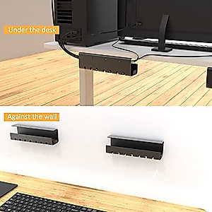 Under Desk Cable Management Tray Kit - 2 Pack No Drill Cable Management Under Desk Trays with Cable Ties and Double Sided Tapes - Super Easy to Setup Cord Organizer for Desk - 15.7" x 3.9" x 3.9"