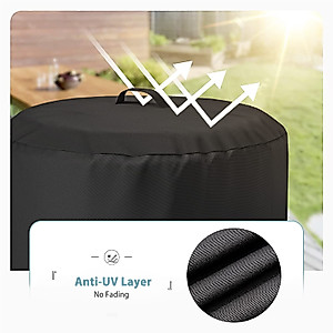 Fire Pit Cover for Solo Stove Yukon, Also Fits for 27"-29" Fire Pit, Waterproof & Windproof with Reinforced Handle, 29 Dia x 18 H, Black