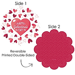 Big Dot of Happiness Happy Galentine’s Day - Valentine’s Day Party Round Table Decorations - Paper Chargers - Place Setting for 12