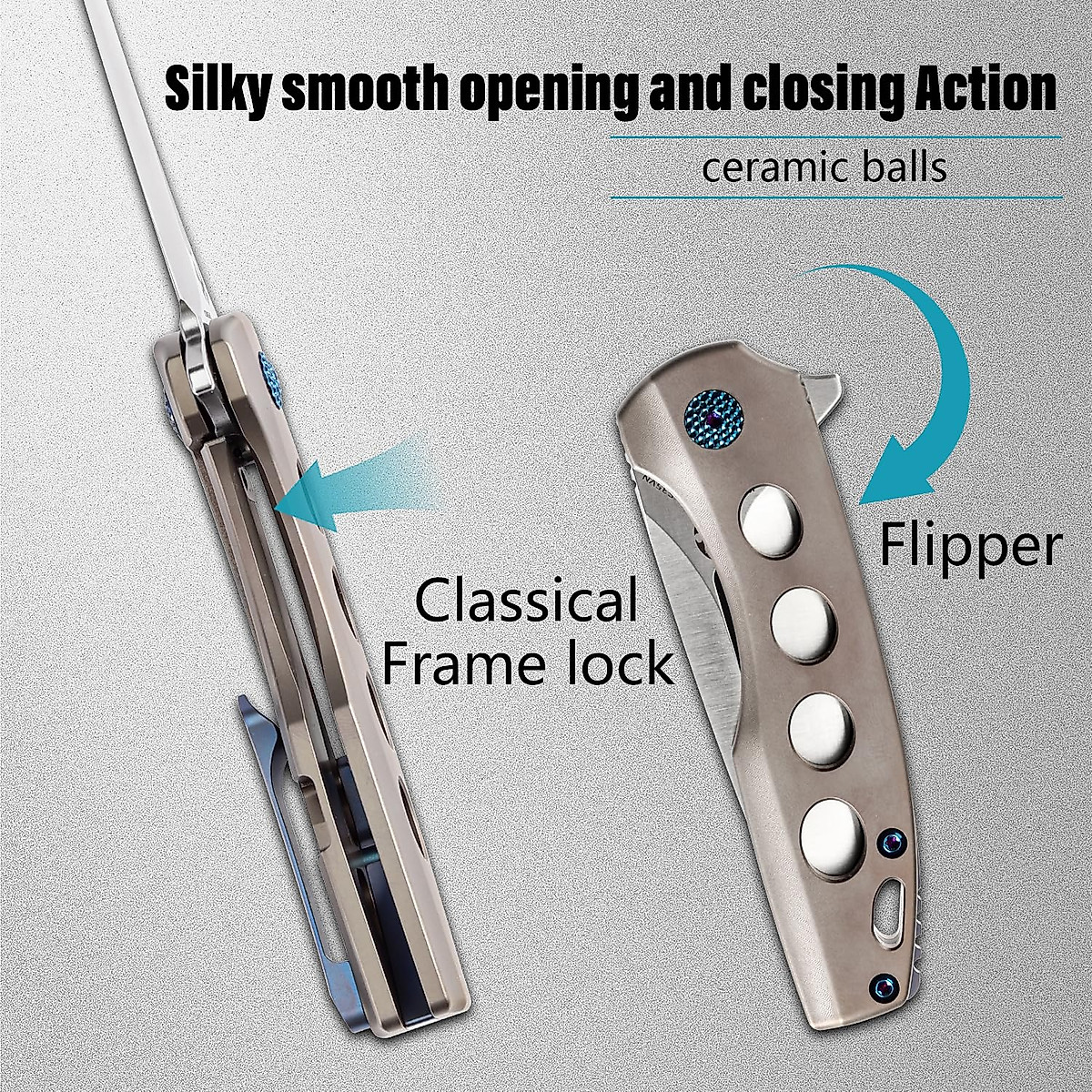 KANSEPT Cassowary Premium Pocket Folding Knives for Men EDC Pocket Knife 2.9'' Satin CPM S35VN Blade Excellent Folding Knife with Bronzed Anodized Titanium Handle EDC K2065A5