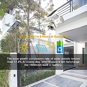 EVERSECU 2400 Lumen 6 LEDs Motion Sensor Solar Flood Lights Outdoor PAN/TILT manually Adjustable Solar Spotlight with Battery Waterproof Wireless Security Dummy/Decoy Camera for Garden Porch Barn