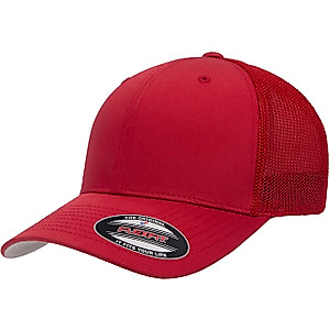 Flexfit Unisex-Adult's Mesh Fitted, Red, One Size