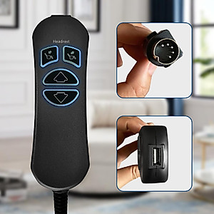 Kroshine Lift Chair Power Recliner Replacement 4 Button 5 Pin Prong MLSK110-A1 Remote Handset Controller Hand Control with USB and Backlight