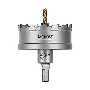 Mollom Heavy Duty Carbide Hole Saw, Hole Cutter cuts Stainless Steel, mild Steel, Iron, Copper, Brass, Plastic (3'' 76mm)