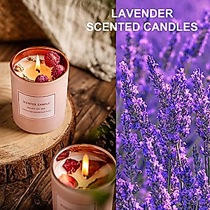 Lavender Scented Candles Pink Jars Soy Candles Aromatherapy Candle Novelty Birthday Gift for Men Candles Funny Candle Gifts with Dry Flower Gifts for Friend Gifts for Woman Girlfriend