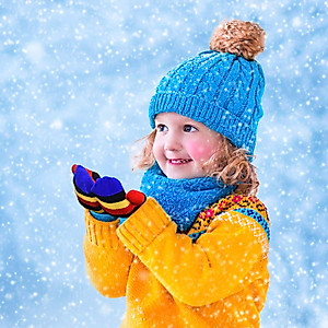 Syhood 12 Pairs Toddler Winter Mittens Stretch Full Finger Mittens Knitted Gloves Kids Warm Knitted Unisex Gloves for Baby Boys and Girls Christmas Giving