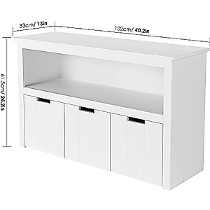 FAONIE 3 Drawers Toy Storage Cabinet, Floor Storage Chest With 12 Hidden Wheels And Large